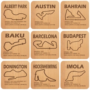 F1 Circuit Beech Wood Coaster Single or Sets - Formula 1 Race Track ...