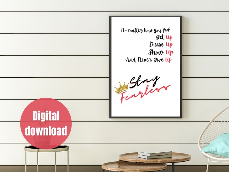 Stay Fearless Inspirational Wall Picture Art and Wall Decor. - Etsy