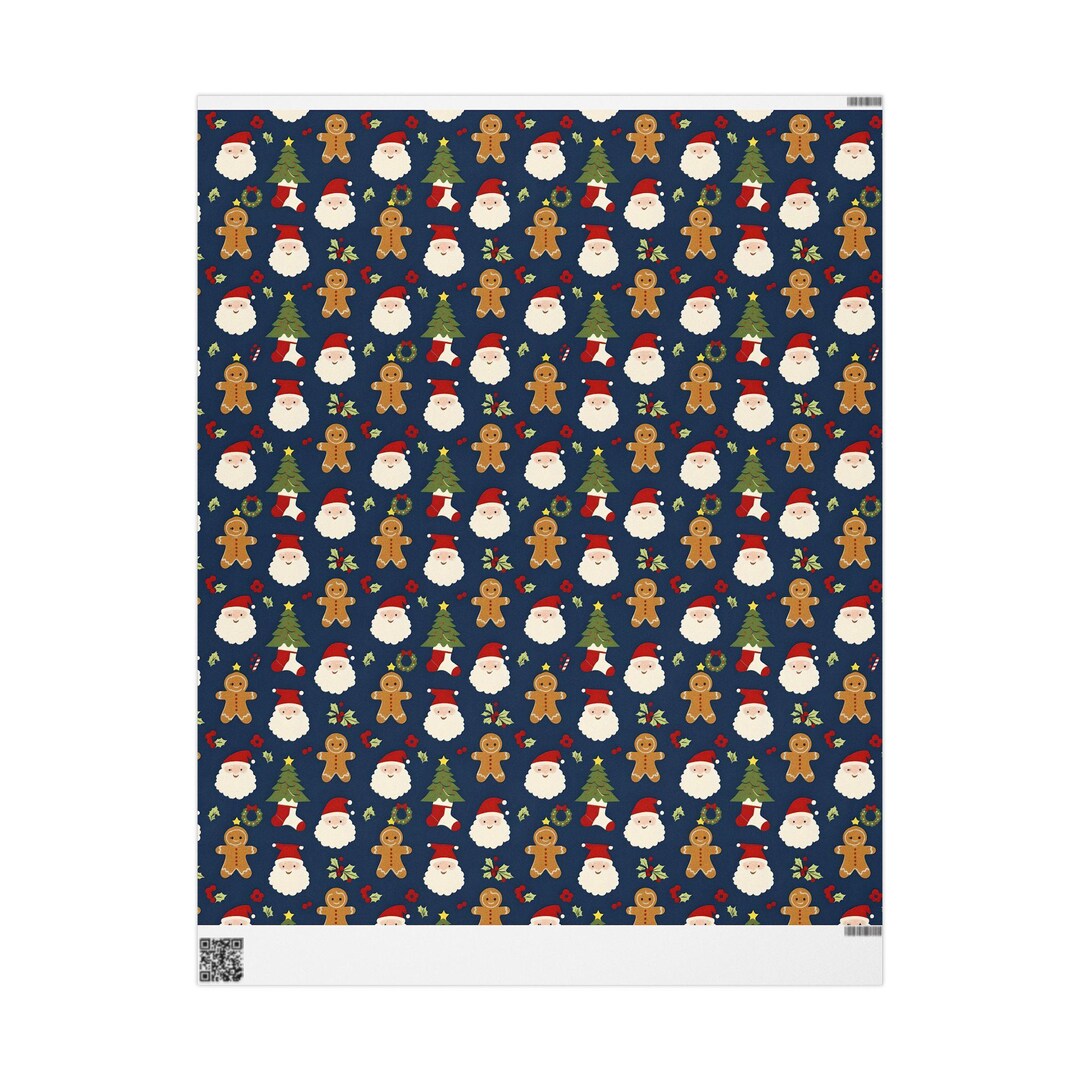 Santa and Gingerbread Wrapping Paper | Christmas Holiday Wrap - Etsy