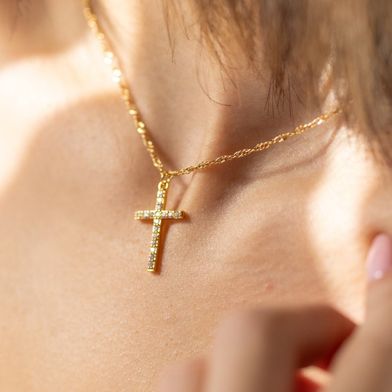 Gold Cross Necklace - Etsy