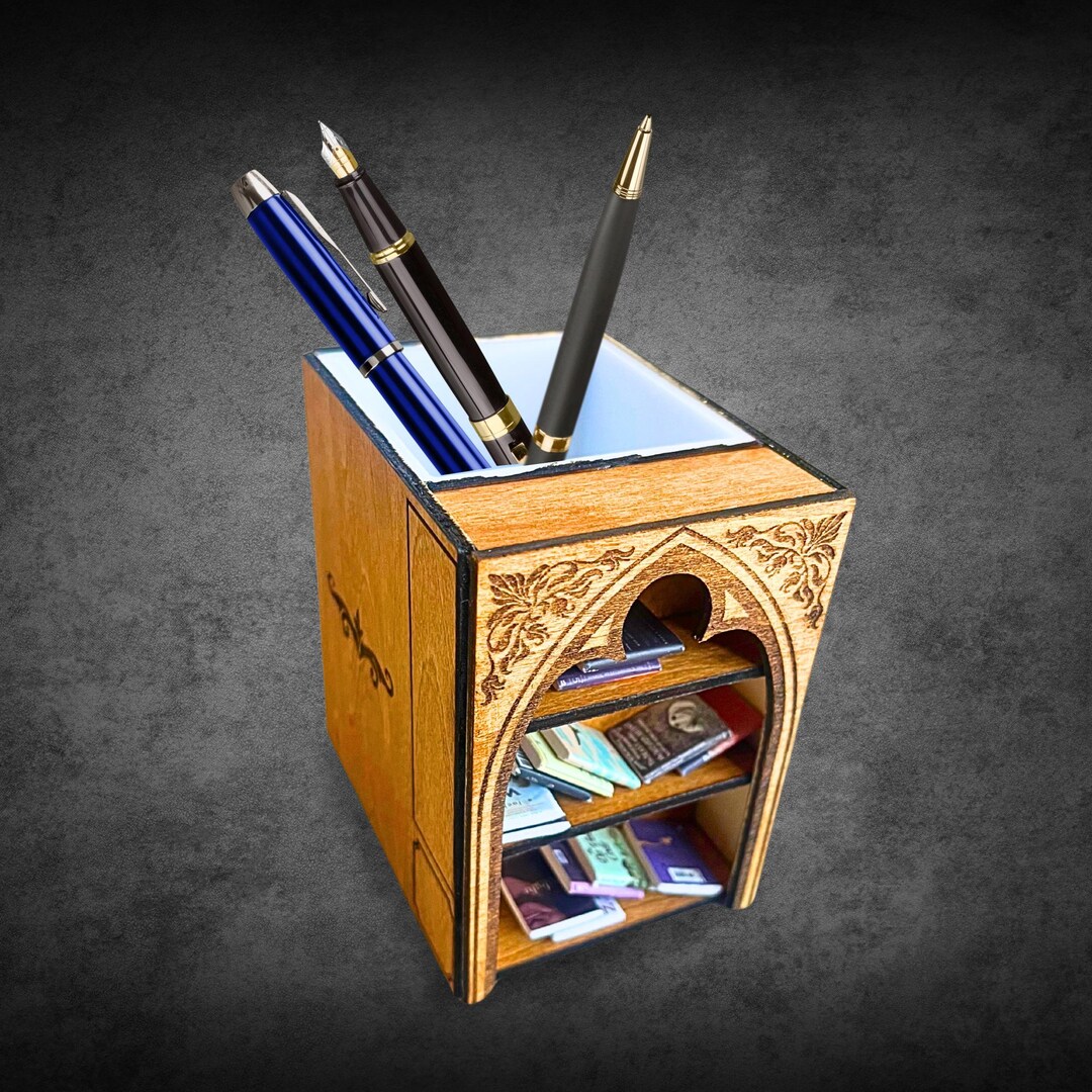 Pen Holder, Mini Bookshelf Office Organizer, Desk Organizer, Decorative ...