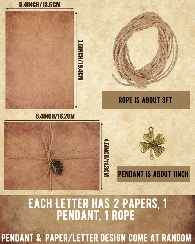 Vintage Envelope Letter Packs, Antique Style Blank Letter With Hemp ...