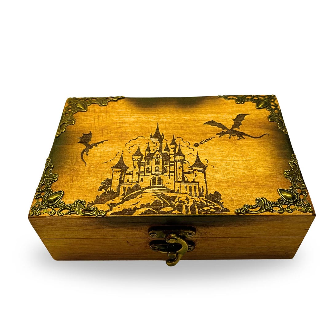 Dragon Keepsake Wood Box, Personalized Engraved Gothic Dragons Gift ...