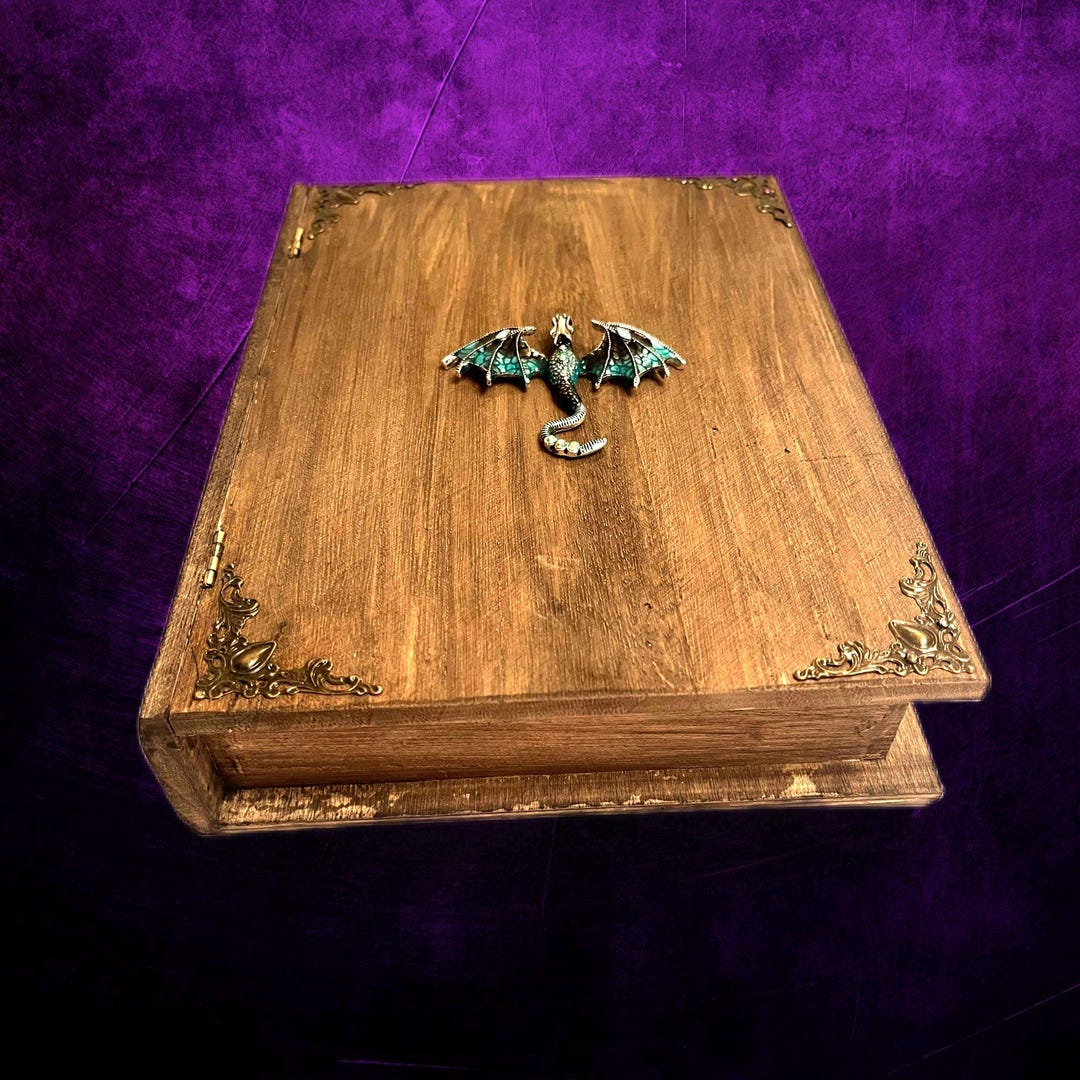Openable Dragon Book Keepsake Box, Personalized Engraved Gothic Dragons ...