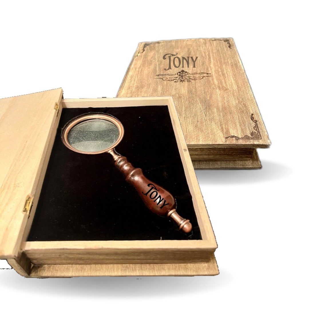 Custom Name Engraved Wood Magnifying Glass, Retro Optical Glass ...
