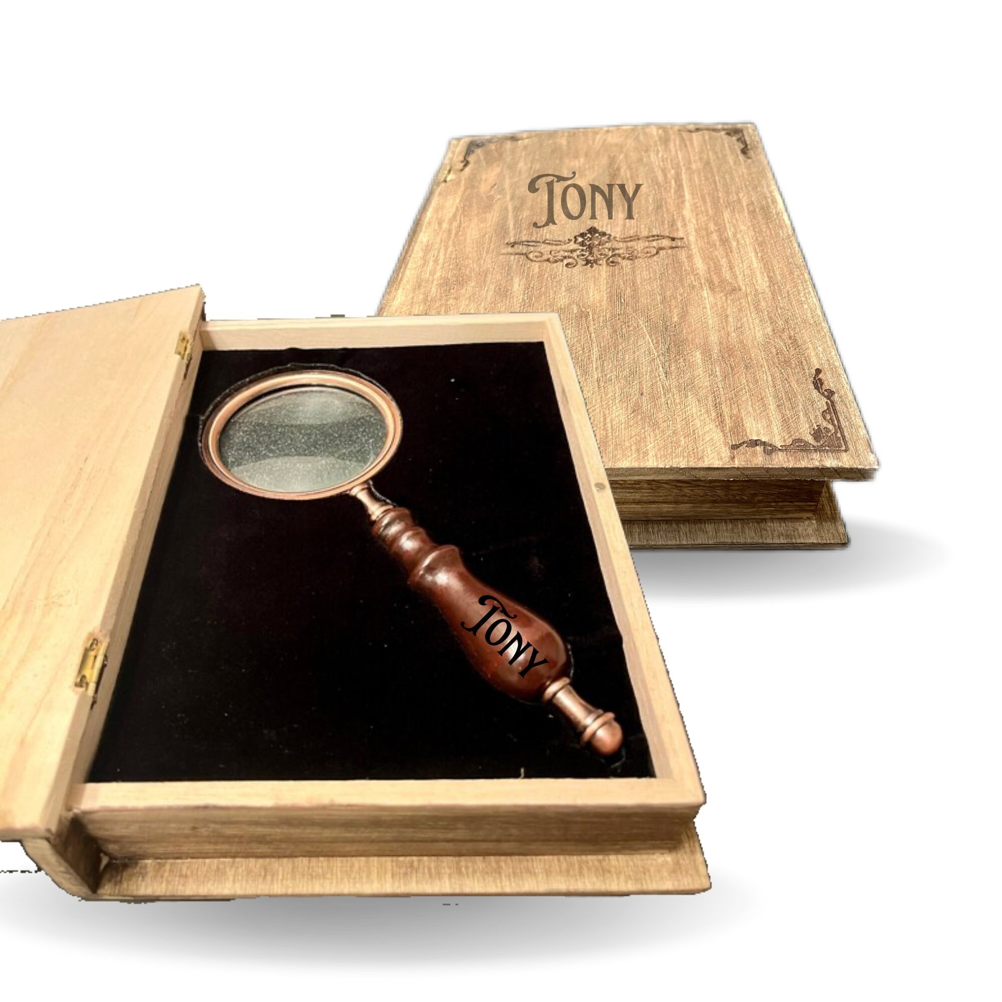 Custom Name Engraved Wood Magnifying Glass, Retro Optical Glass ...
