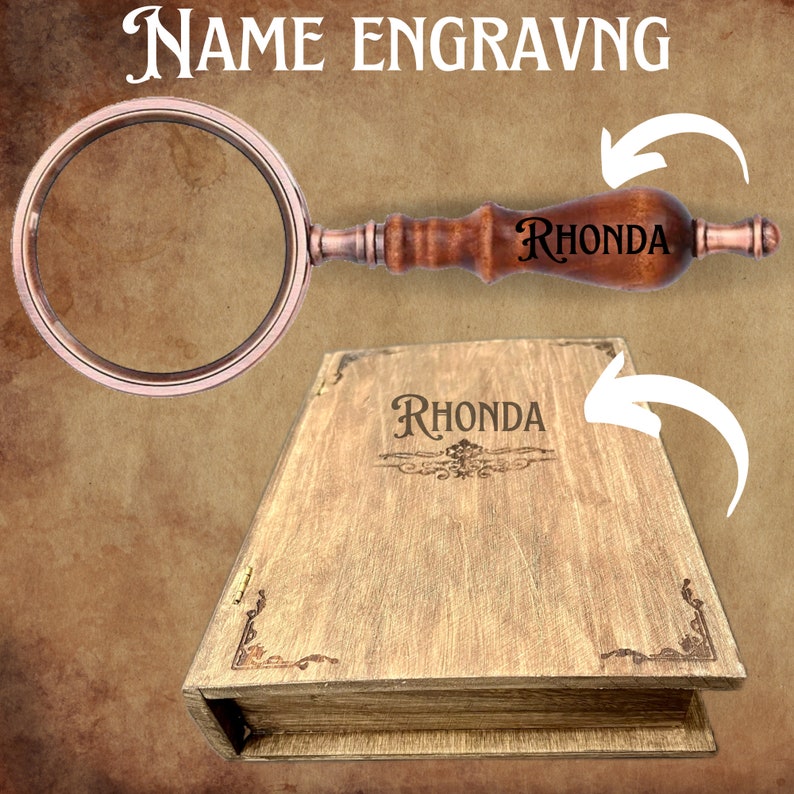 Custom Name Engraved Wood Magnifying Glass, Retro Optical Glass ...