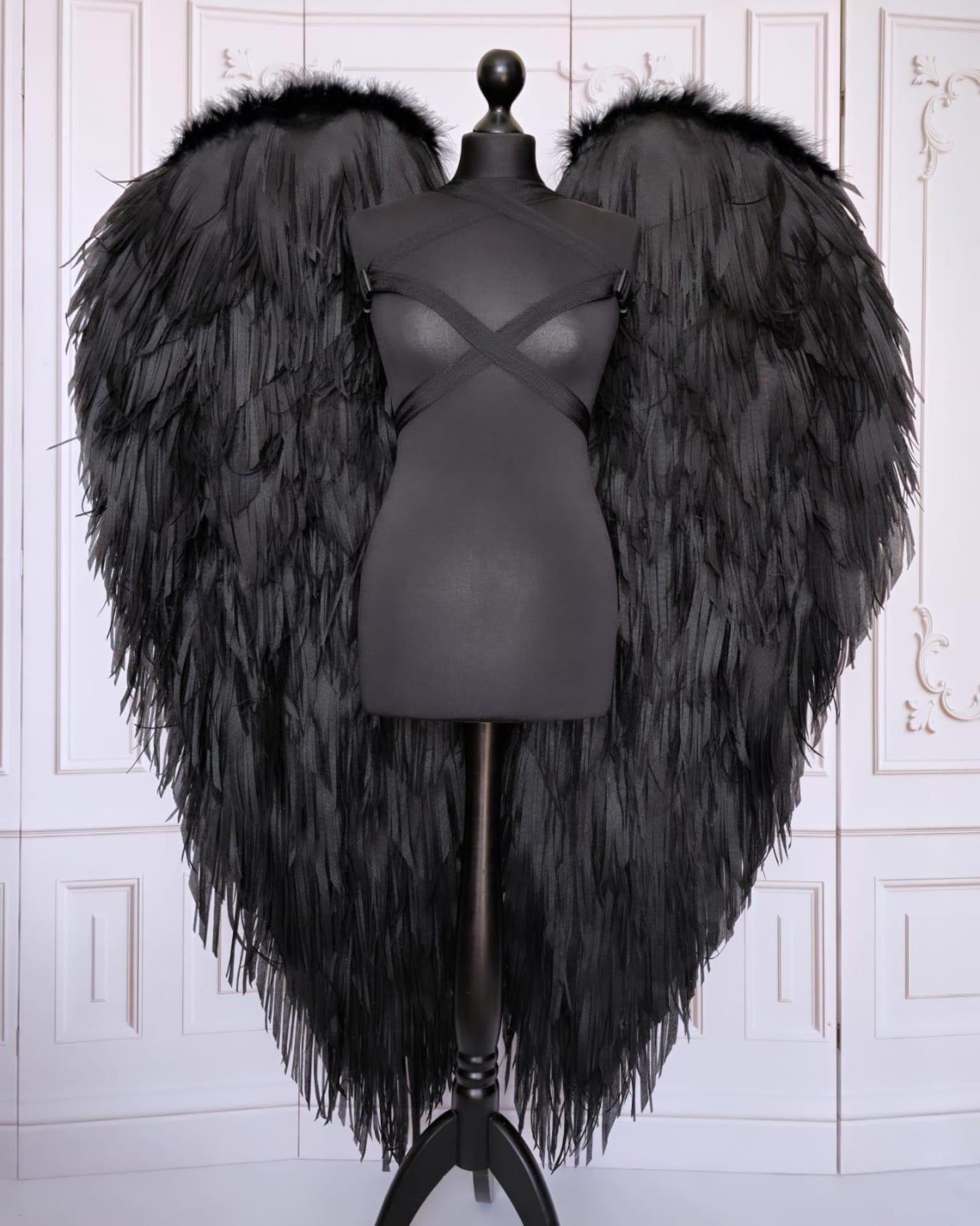 Ostrich Feather Textile Fluffy Wings. Black. Variations of Colour ...