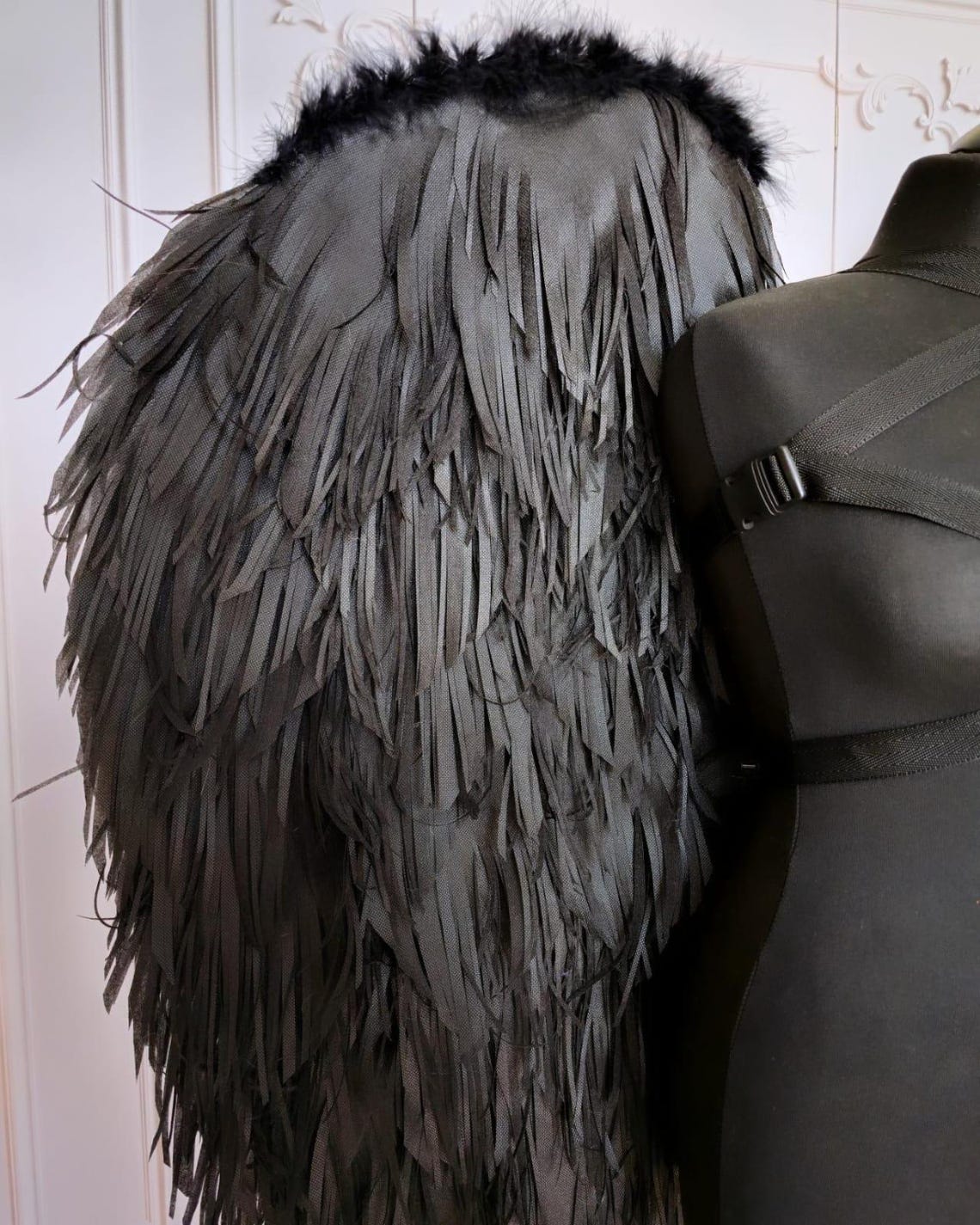 Ostrich Feather Textile Fluffy Wings. Black. Variations of Colour ...