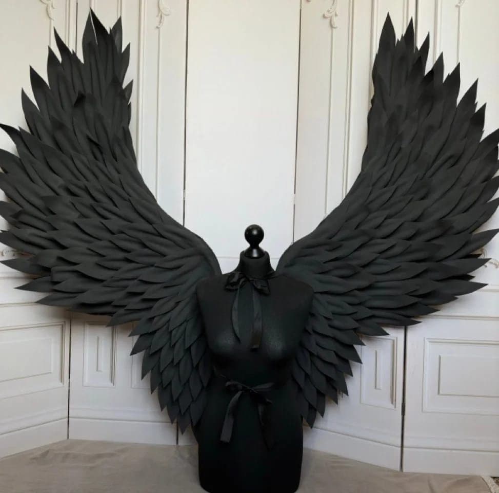 Black Matte Angel Wings, EVA Cosplay Costume, Photoshoot Prop ...
