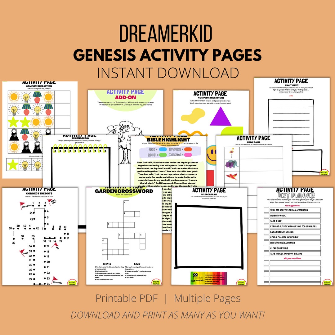 Genesis Activity Pages; DREAMERKID Unit 1 CREATION WORKSHOP Activity ...