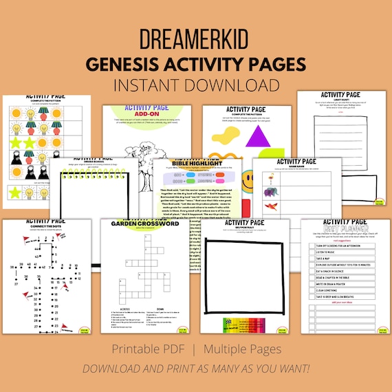 Genesis Activity Pages DREAMERKID Unit 1 CREATION WORKSHOP - Etsy