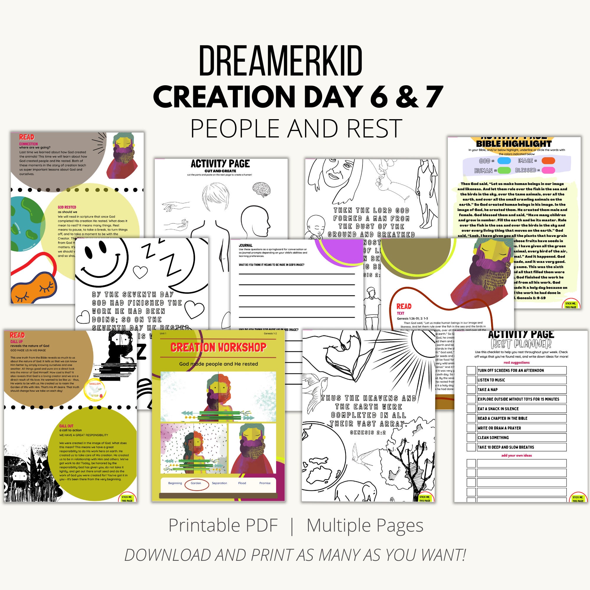 God Made People and Rested Genesis 1-2, Creation Day 6&7 DREAMERKID ...