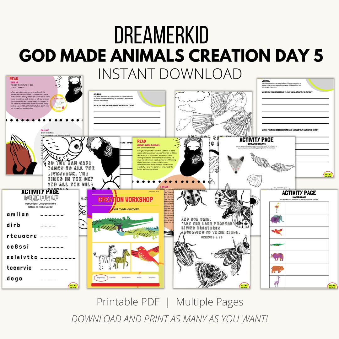 God Made Animals Creation Day 5 Lesson, Genesis 1 Bible Study W ...