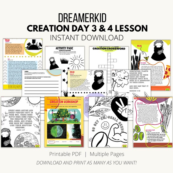 Creation Day 3 & 4 God Made Land Sea Stars and Vegetation - Etsy