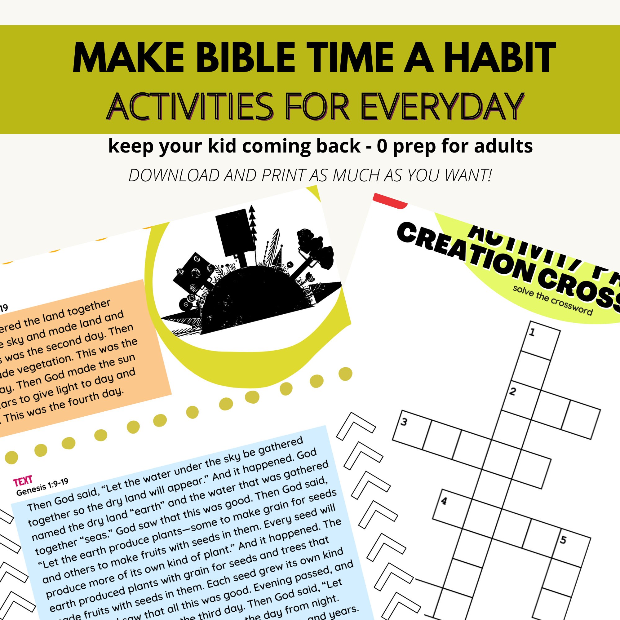 Creation Day 3 & 4 God Made Land, Sea, Stars and Vegetation, Genesis 1 ...