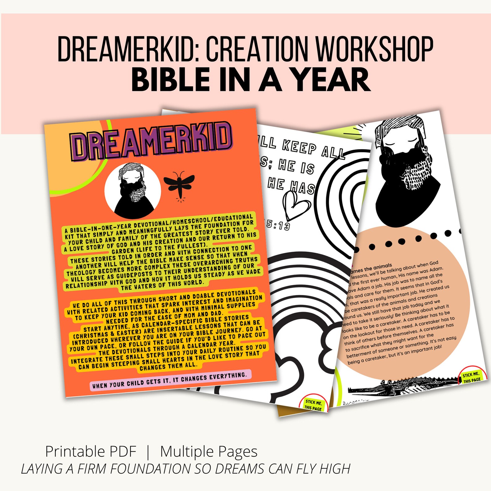 Genesis Bible Lesson, Guidebook W/ Coloring Pages; - DREAMERKID UNIT 1 ...