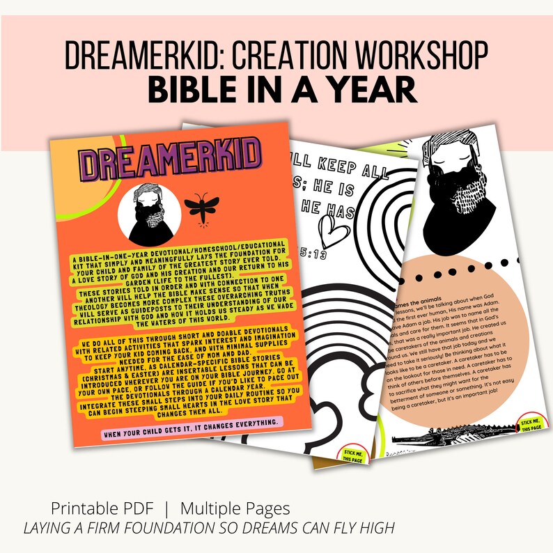 Genesis Bible Lesson, Guidebook W/ Coloring Pages; - DREAMERKID UNIT 1 ...