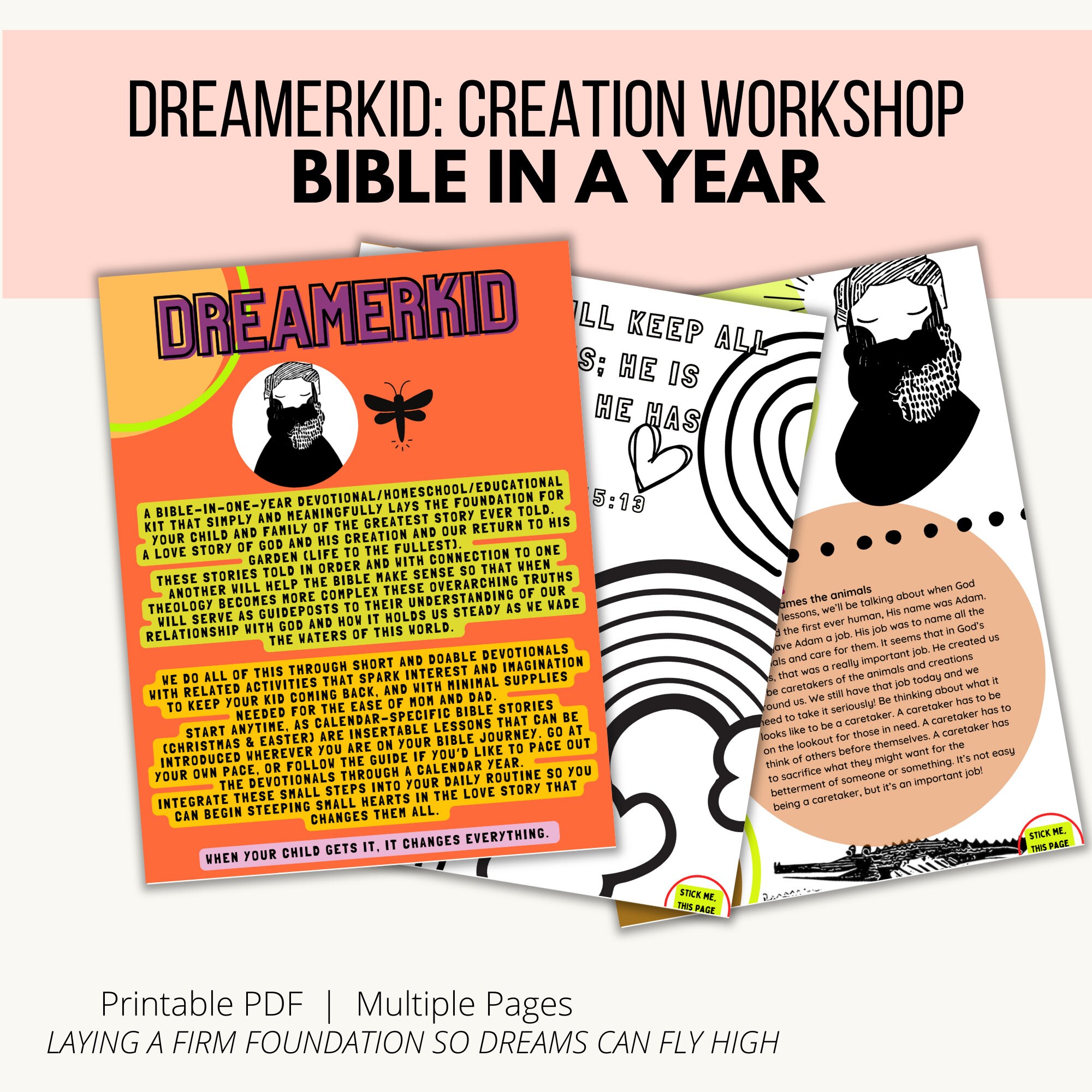 Genesis Bible Lesson, Guidebook W/ Coloring Pages; - DREAMERKID UNIT 1 ...