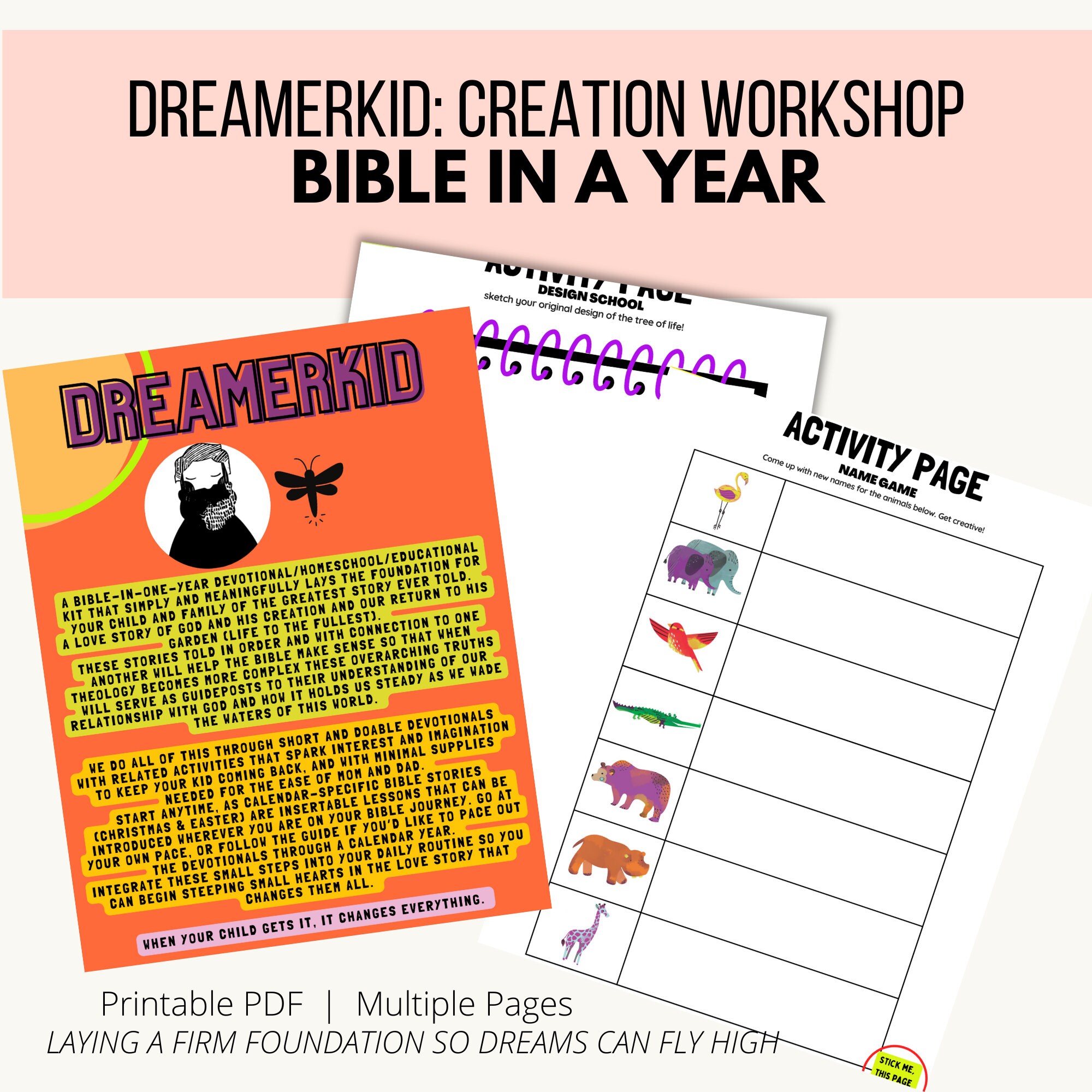Genesis Activity Pages; DREAMERKID Unit 1 CREATION WORKSHOP Activity ...