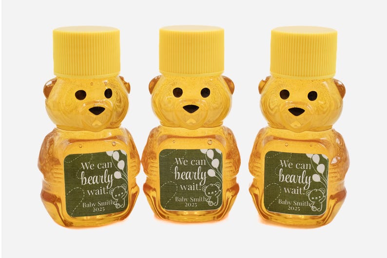 Mini Honey Bear Baby Shower Favors – Custom Labels – Sweet Bee Theme ...