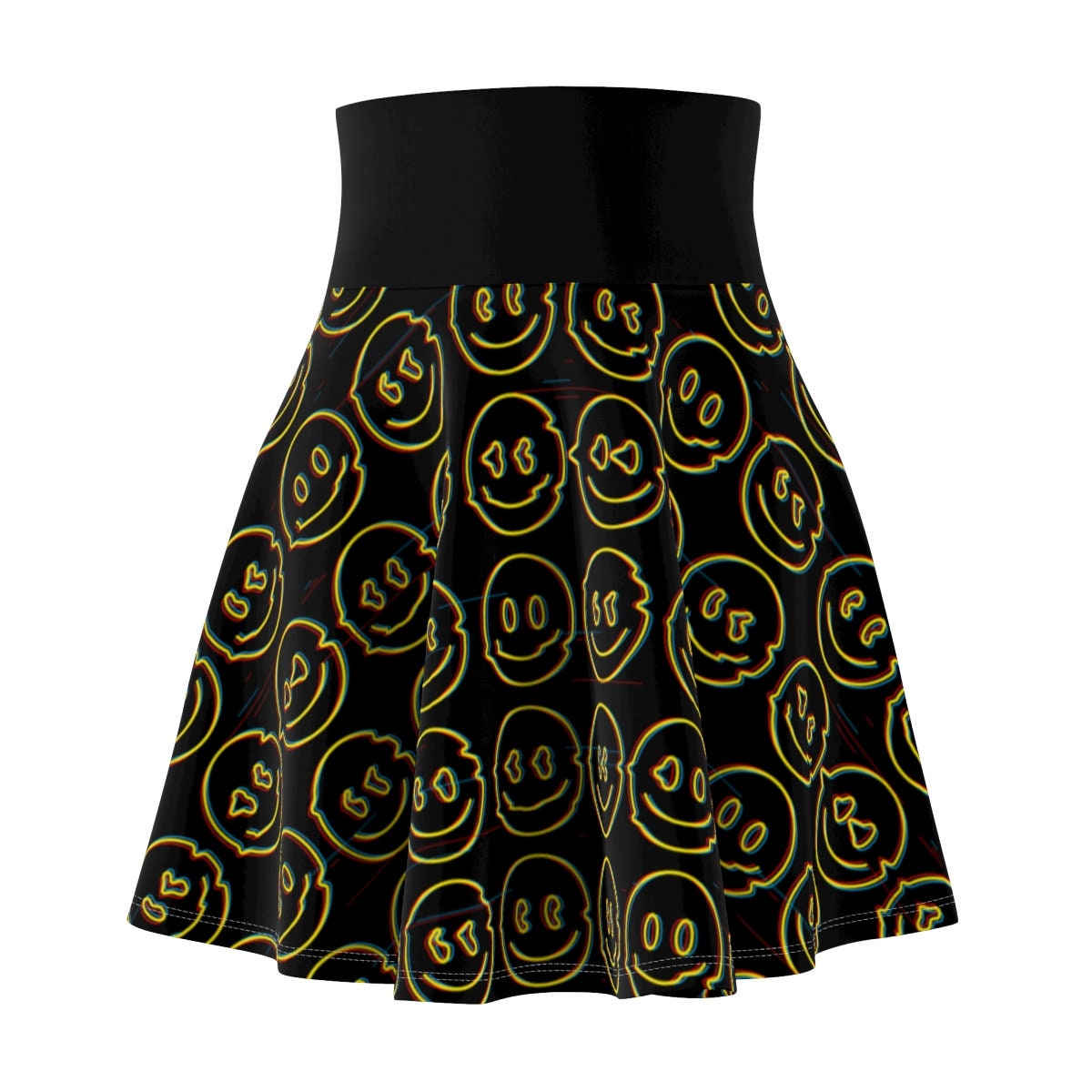 Smiley Cirus Women's Skater Skirt, Smile Skirt, Smiley Glitch Face ...