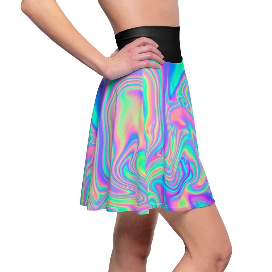 Wavy Gravy Women's Skater Skirt, Digital Illusion, Trippy Swirls Dress ...