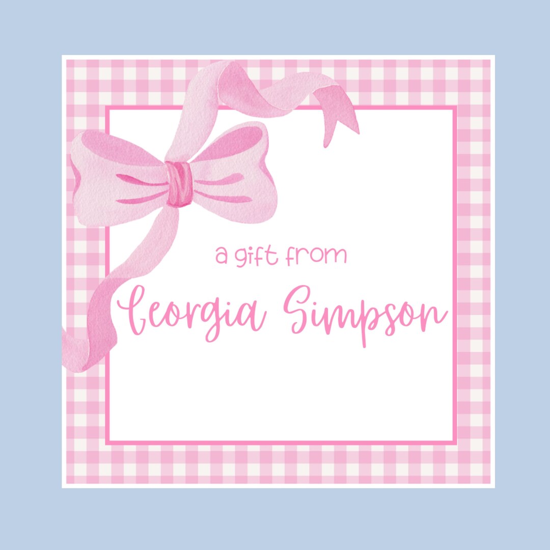 Pink Bow & Gingham Calling Card - Etsy