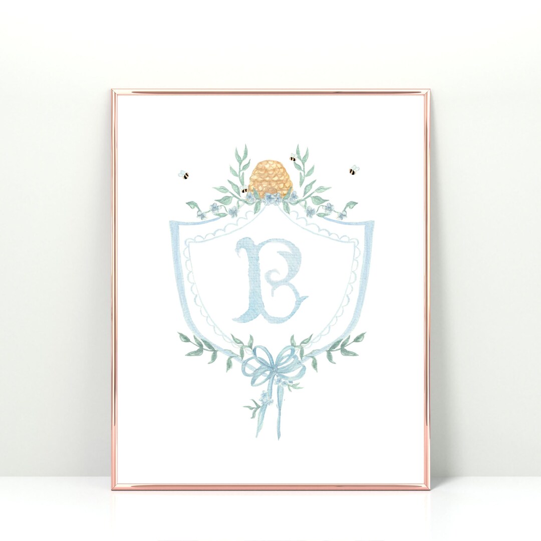 16X20 Watercolor Bumblebee Crest & Initial Digital File - Etsy