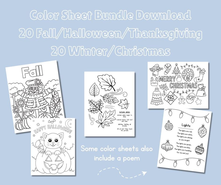Printable Color Sheet Bundle - Etsy