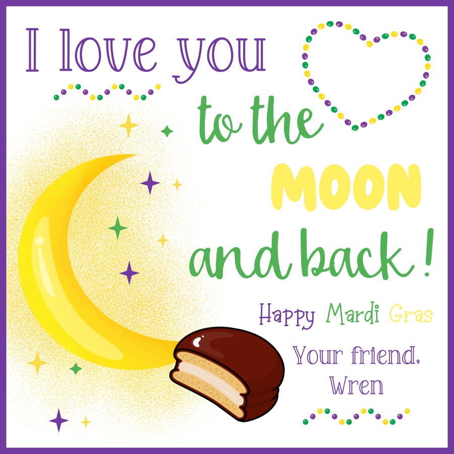 Printable Mardi Gras Moon Pie Favor Tag - Etsy