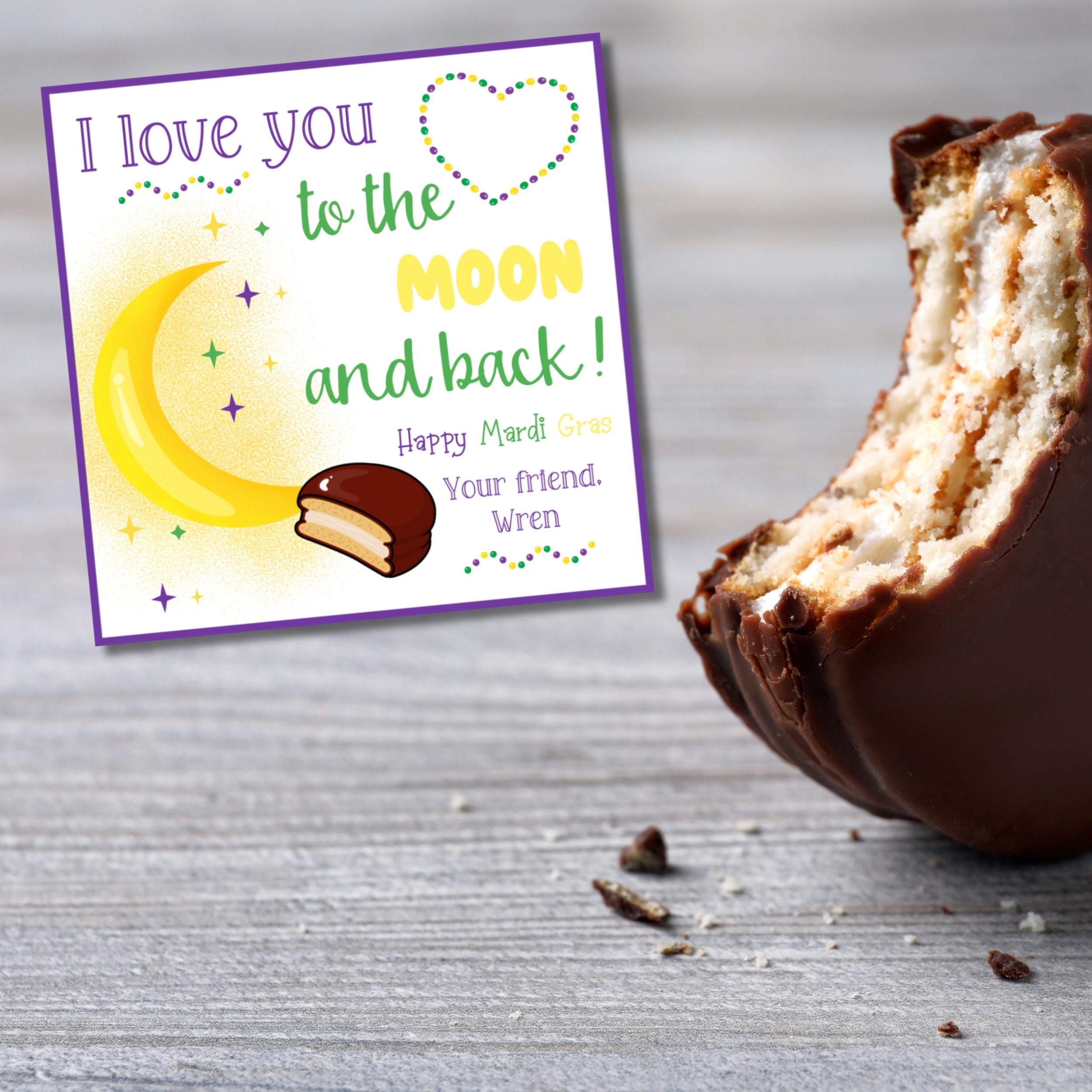 Printable Mardi Gras Moon Pie Favor Tag - Etsy
