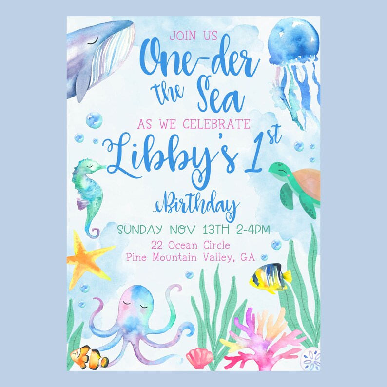 One-der the Sea First Birthday Invitation - Etsy