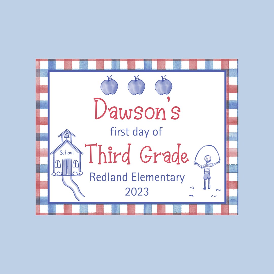 Red & Blue Gingham First Day of School Sign PDF Digital File - Etsy