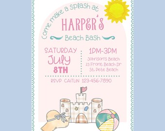 Editable Beach Party Invitation Template Beach Bash Beach Birthday ...