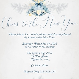Printable New Years Dinner Party Invitation - Etsy