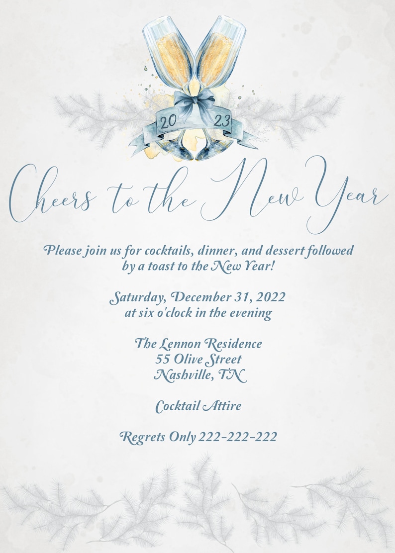 Printable New Years Dinner Party Invitation - Etsy