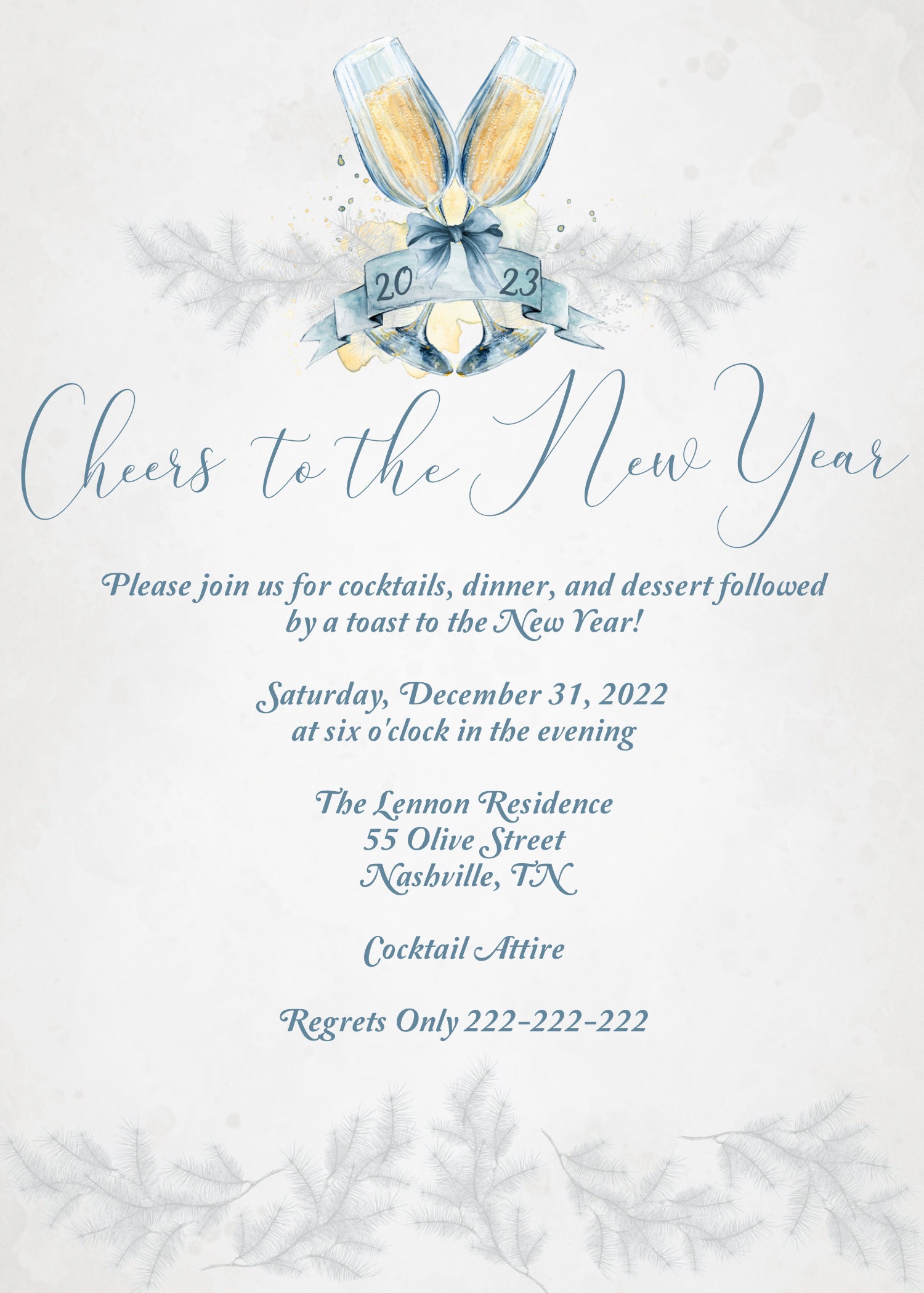Printable New Years Dinner Party Invitation - Etsy