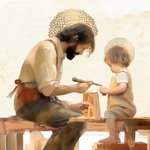 St. Joseph and Baby Jesus Canvas Prints, Saint Art, St. Joseph Canvas ...