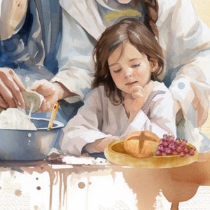 Holy Family in the Kitchen Cooking Digital Prints Bundle, Catholic ...