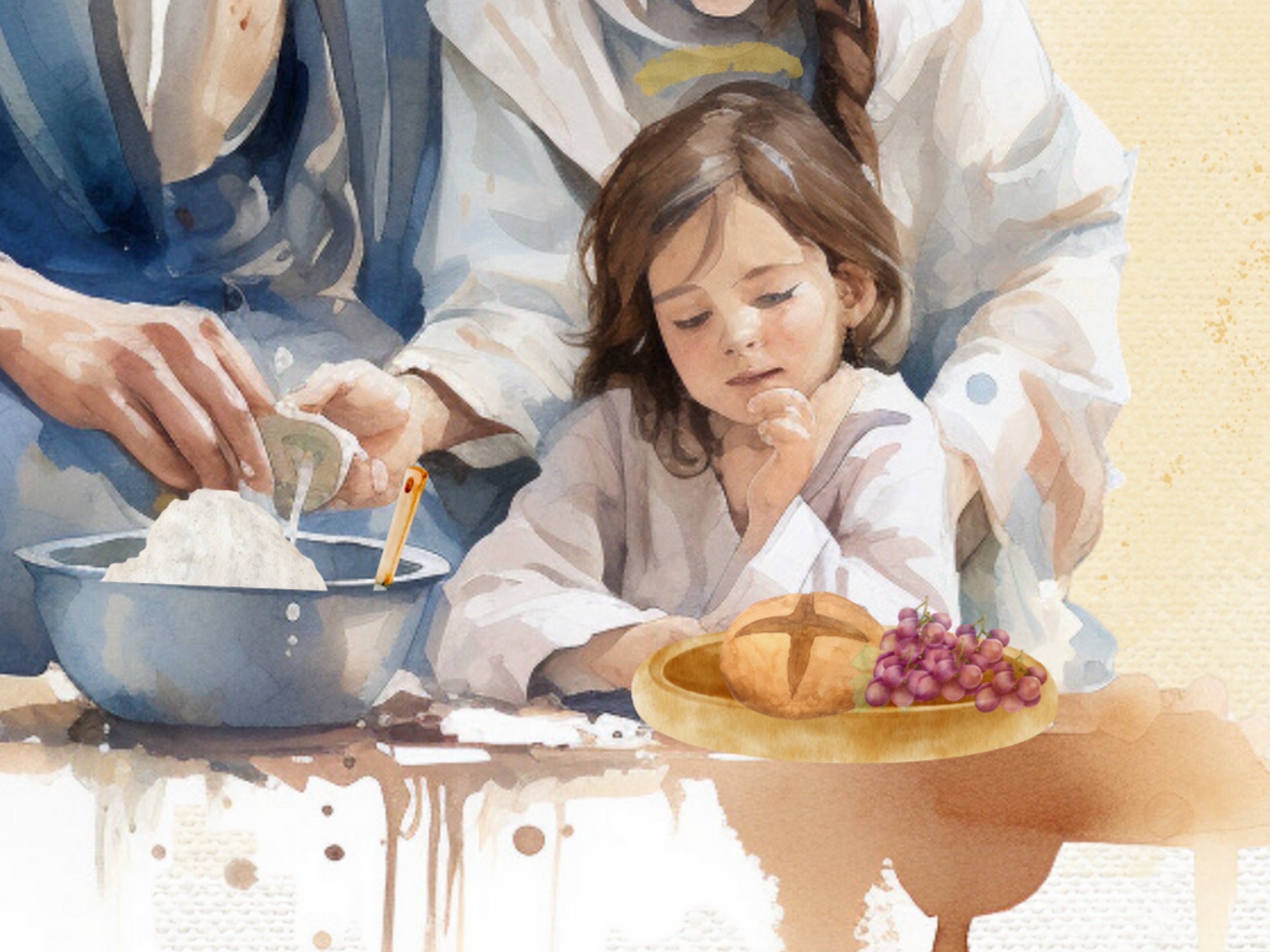 Holy Family in the Kitchen Cooking Digital Prints Bundle, Catholic ...
