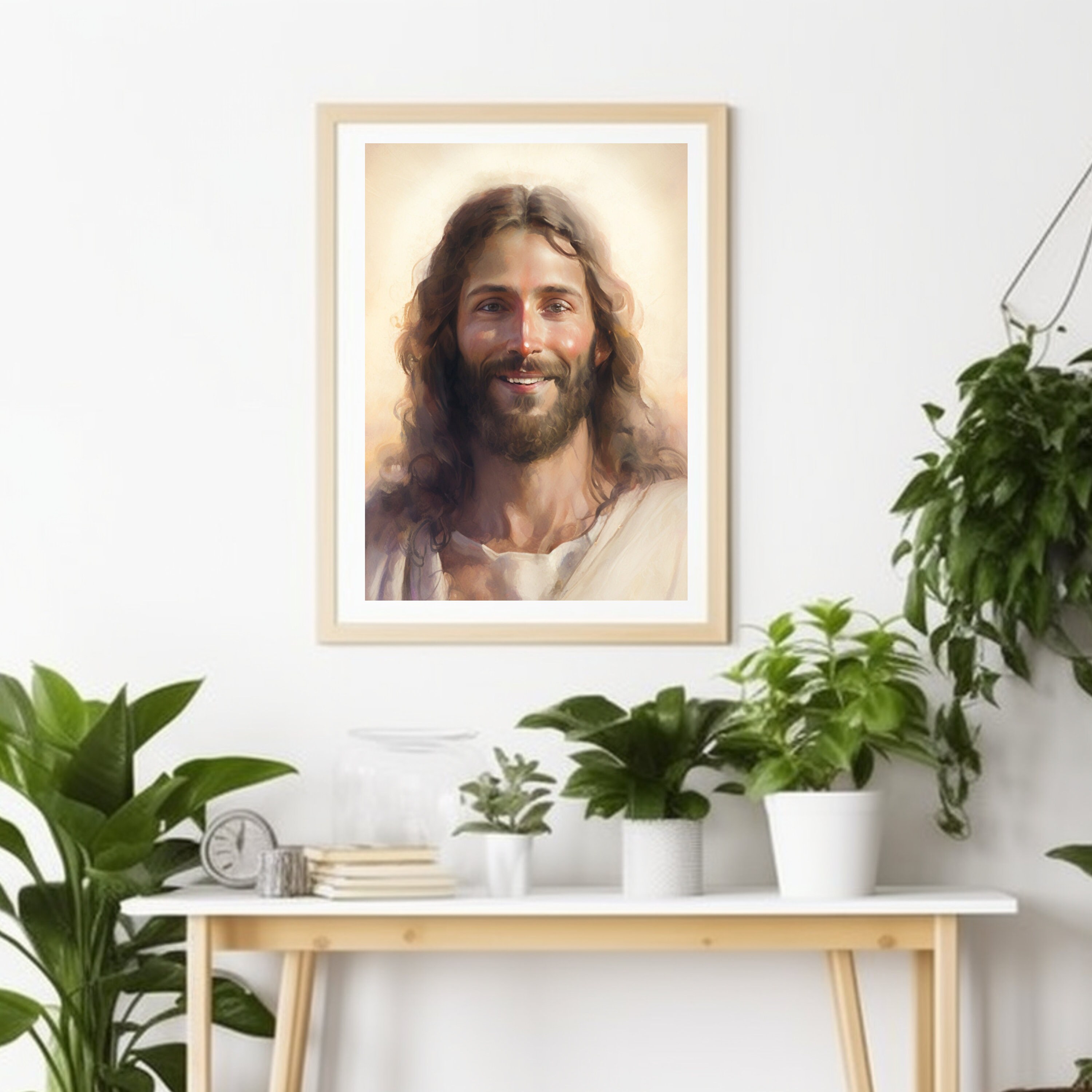Laughing Christ Art: Joyful Jesus Digital Portrait for Home - Etsy