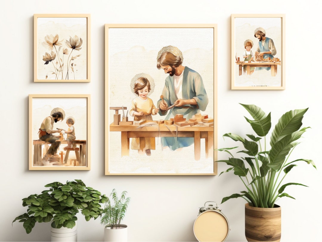 St. Joseph Teaching Jesus in the Carpenter's Shop,catholic Digitalart ...