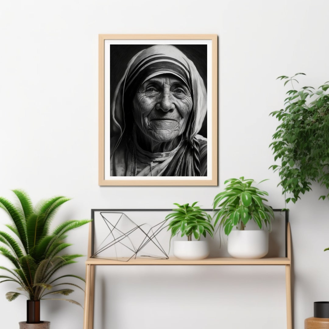 St. Teresa of Calcutta Art: Digital Portrait of a Joyful Saint Mother ...