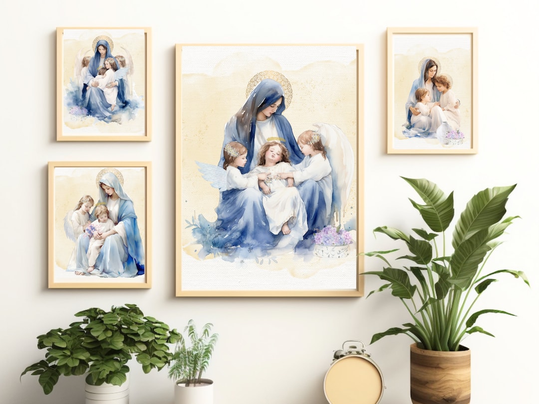 Baby Jesus Sleeping in the Virgin Mary's Lap,digital Prints Bundle ...