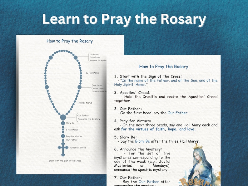How to Pray the Rosary, Catholic Kids Printable Prayer Bundle ...