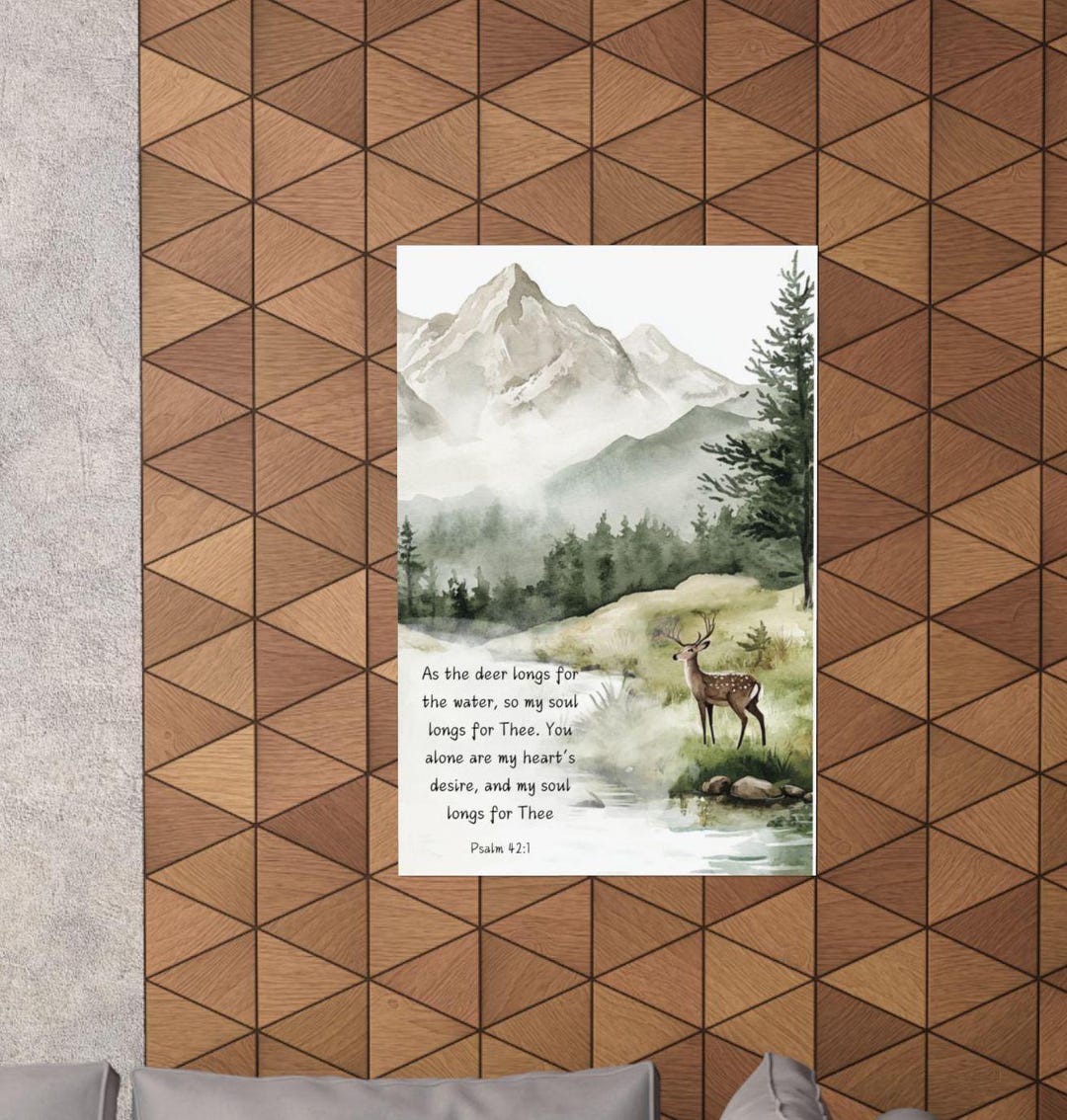 As the Deer Longs for the Water. Psalm 42.christian Wall Art Print ...