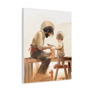 St. Joseph and Baby Jesus Canvas Prints, Saint Art, St. Joseph Canvas ...