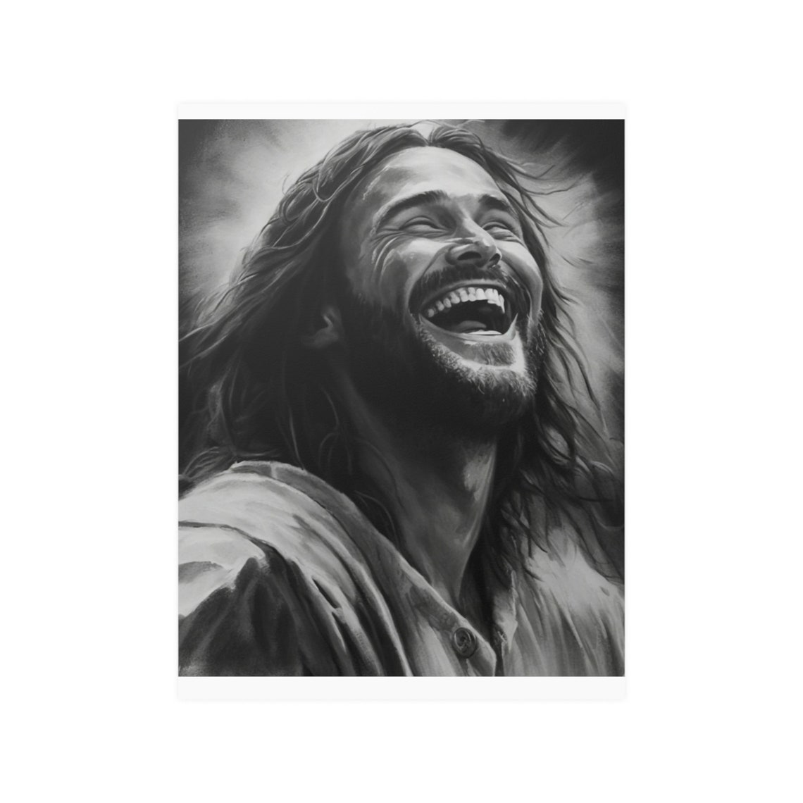 Laughing Christ Art Print : Joyful Jesus Portrait for Home - Etsy