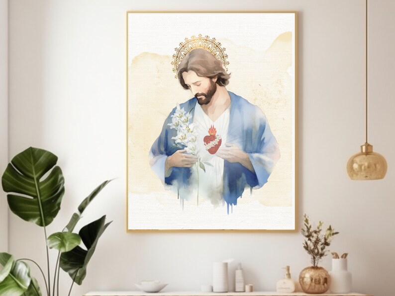 Chaste Heart of St Joseph Printable Bundle, Catholic Illustration Art ...